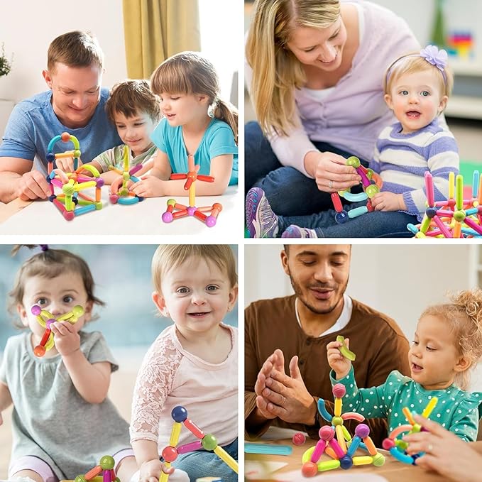 Premium 64 Magnetic Building Stick For Kids Early Learning & Developme ...